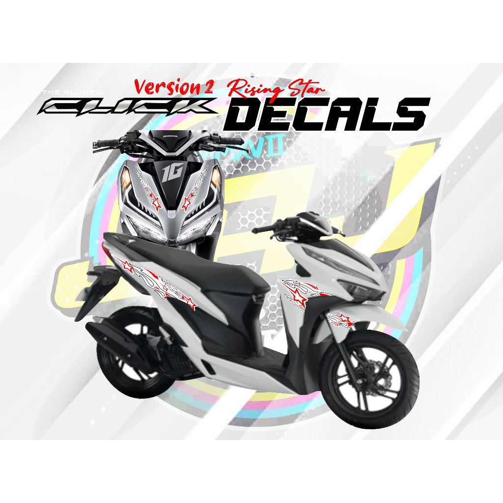 HONDA CLICK VERSION 2 RISING STAR DECALS STICKER | Shopee Philippines