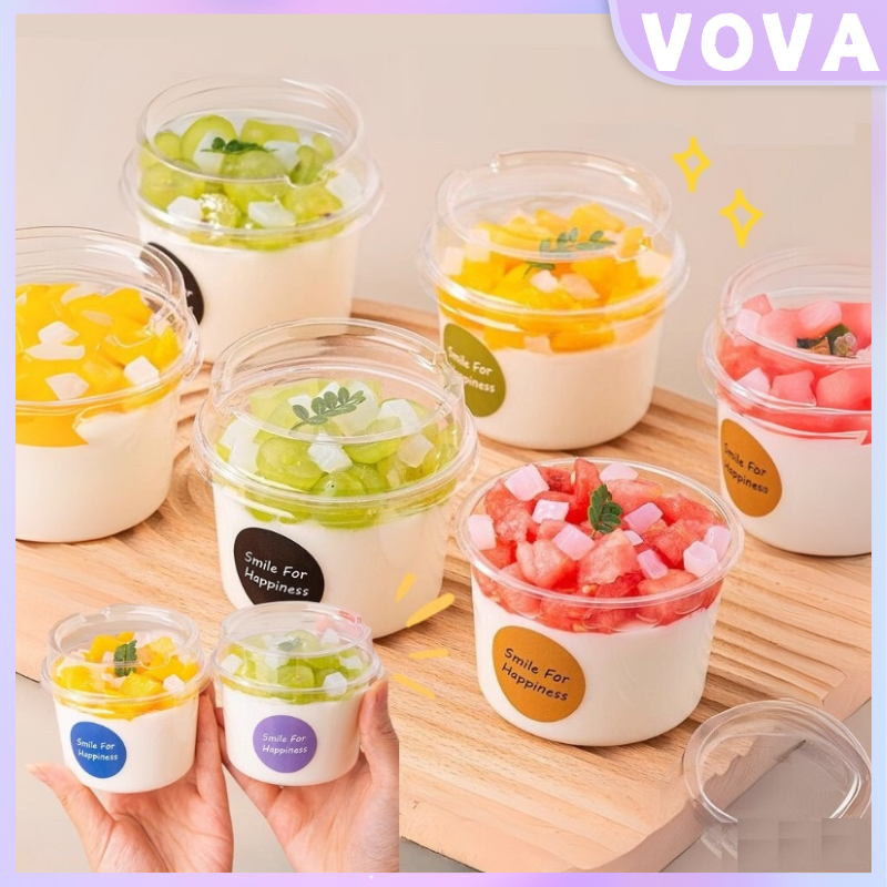 50Pcs Dessert Cup With Lid Mousse Pudding Cake Box Plastic Transparent ...