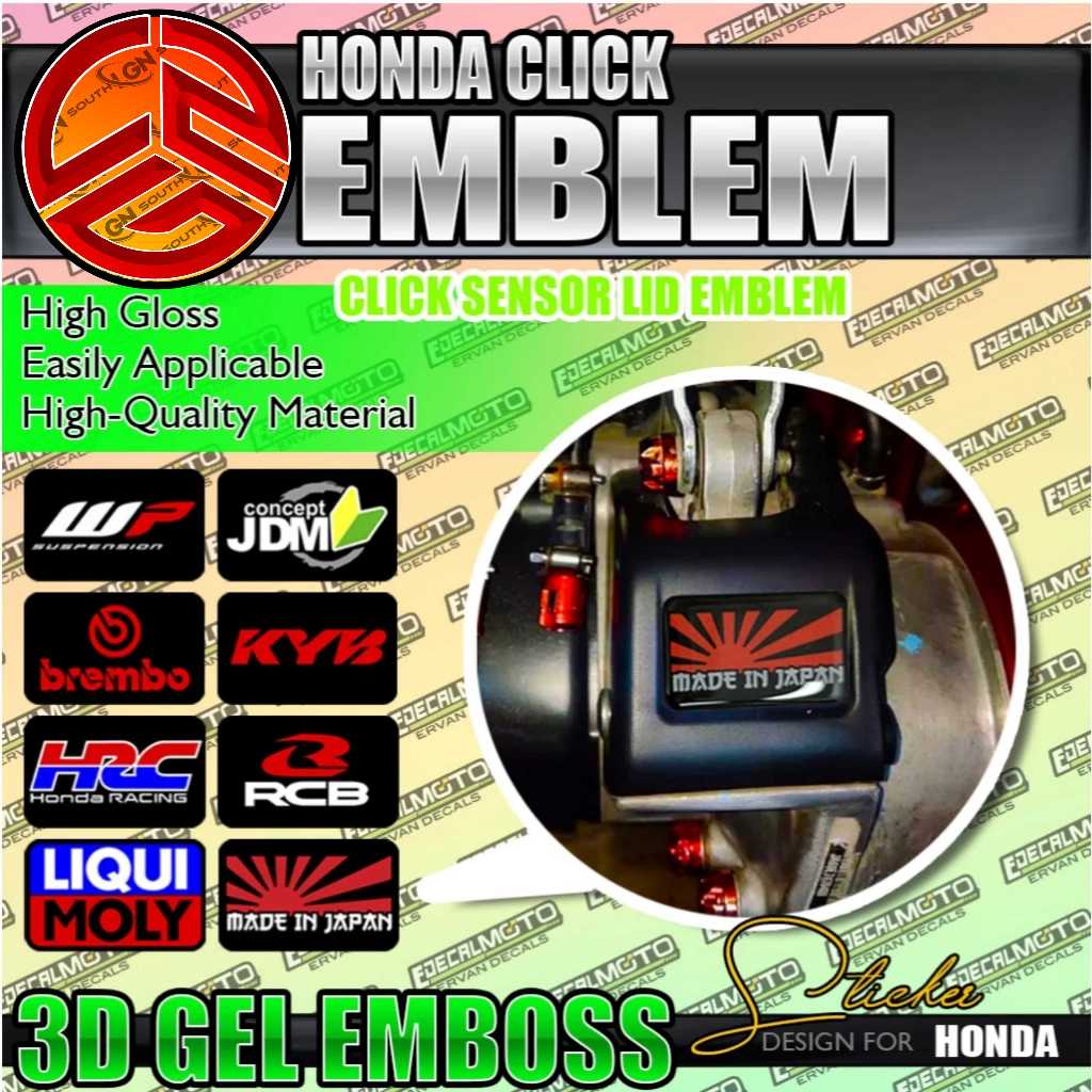 HONDA CLICK SENSOR LID EMBLEM REFLECTIVE 3D EMBOSSED PREMIUM GLOSS ...