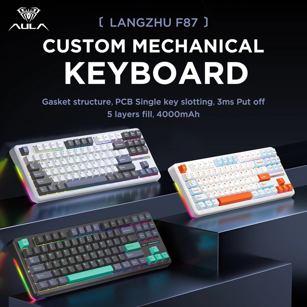 3 Aula F87 Pro Mechanical Keyboard 87 Key with TKL Gasket Structure ...