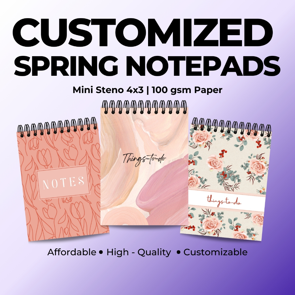 Customized Mini Steno Notepad 4x3 inches; 100gsm | Custom Top-Spiral ...