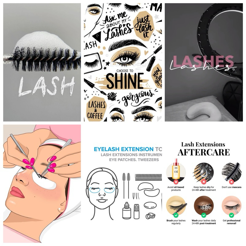 Lashes extension Theme Illustrations Batch 3 Qoutes Wall Decor A4 Size ...