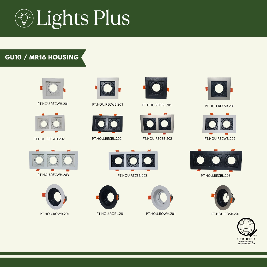 [FIXTURE ONLY] GU10/MR16 Housing IRON Round Rectangle Light Fixtures ...