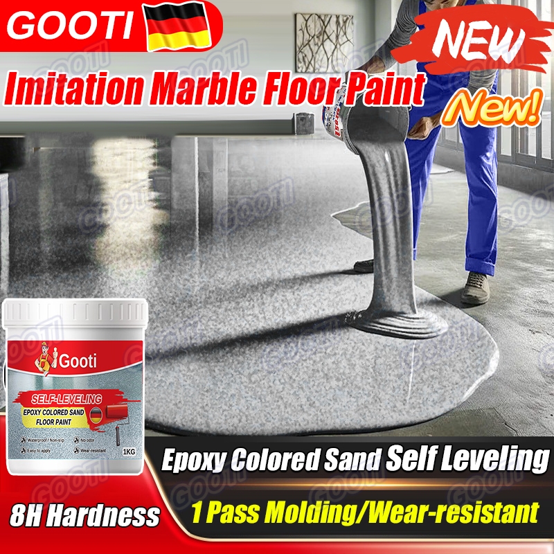 GOOTI Epoxy Colored Sand Self Leveling Cement Floor Paint Bright Imitation Marble Tile Floor ...