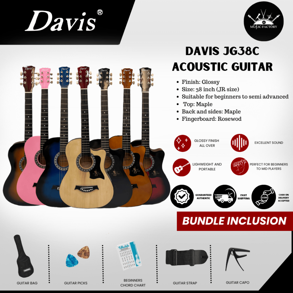 Davis JG38C Acoustic Guitar Complete Package | Shopee Philippines