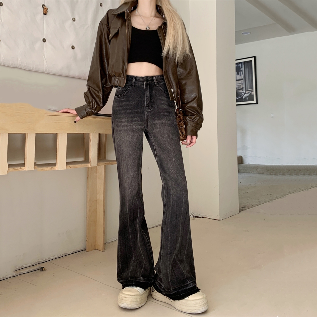 GDTima American Micro Flared Jeans For Women High Waist Loose Slim ...