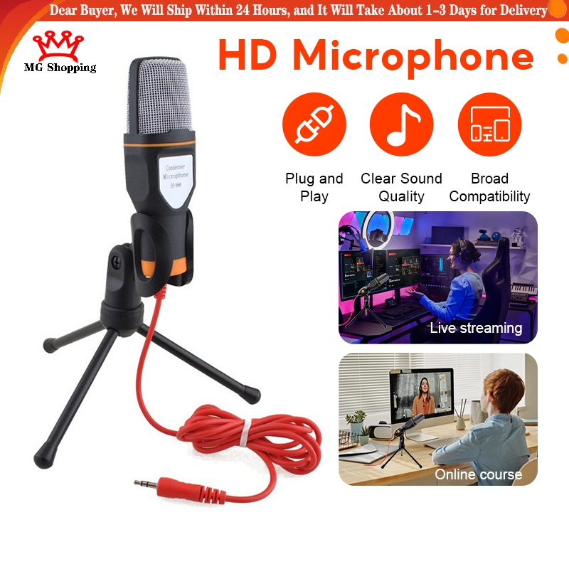 SF-666 Wired Microphone 3.5mm Audio Desktop Studio Condenser Microphone ...