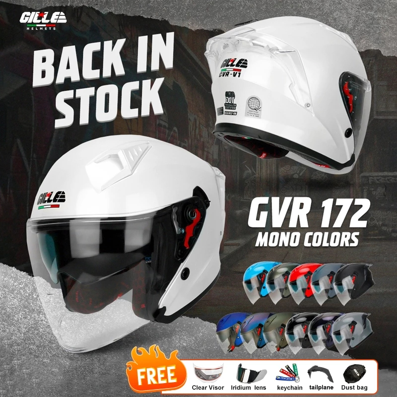 Gille Helmet VISAGE 172 GVR V1 Motorcycle Helmets Half Face Dual Visor ...