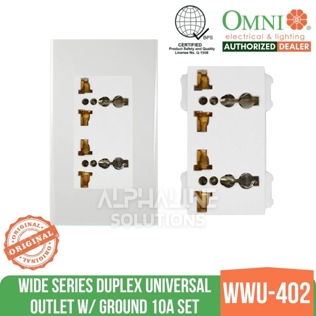 Omni Wide Series Duplex Universal Outlet w/ Ground WWU-402 10A | Shopee ...