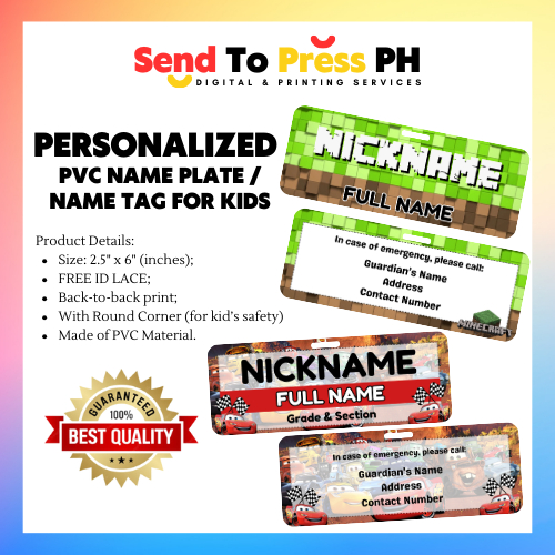 CUSTOMIZED / PERSONALIZED PVC NAME PLATE / NAME TAG FOR KIDS - BOYS ...