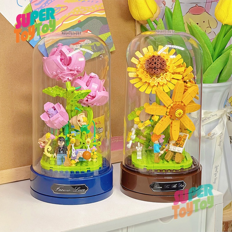 Eternal Flower Music Box Flowers Set Buliding Block Toy Bouquet ...