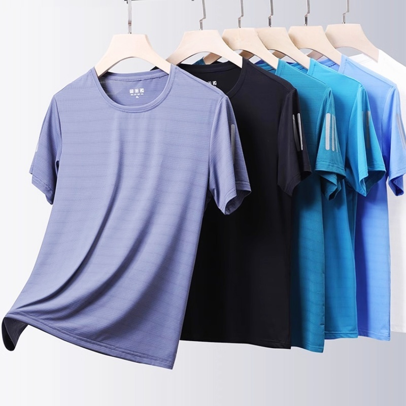 MANMAN-Men's Casual Stripe Dri-Fit T-Shirt – Ice Silk Fabric, Round ...
