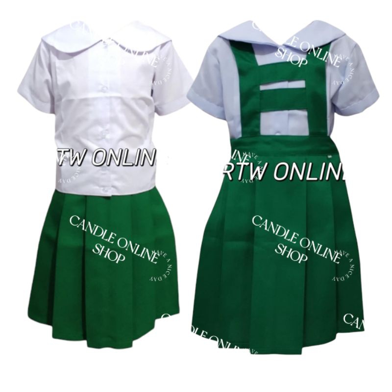 TERNO BLOUSE & PLAIN SKIRT EMERALD GREEN SCHOOL UNIFORM | Shopee ...