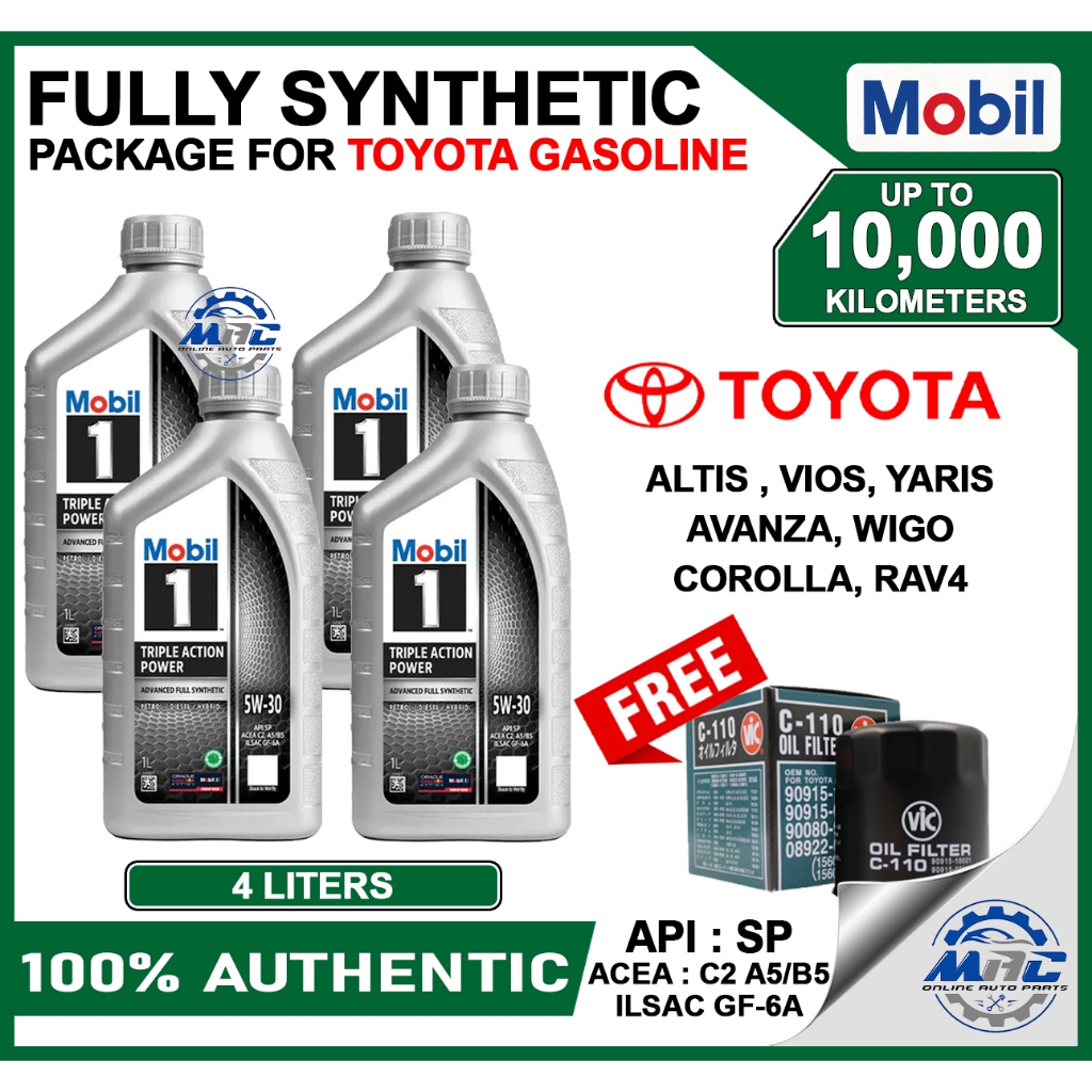 Mobil 1 triple action power 5w-30 4 liters for TOYOTA VIOS YARIS WIGO ...