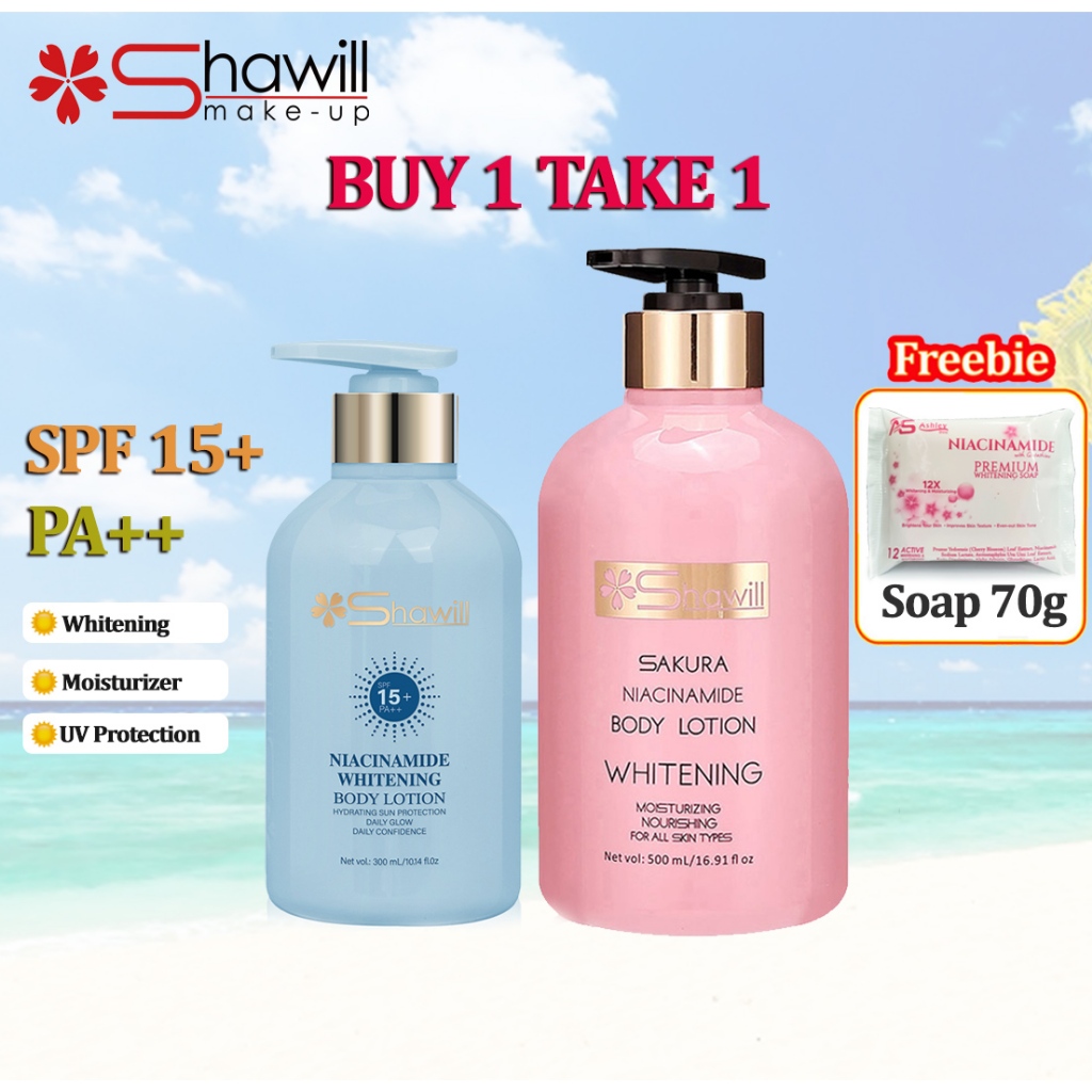 Shawill Body Lotion 500ml Niacinamide 300ml with spf 15 PA++ Sakura ...