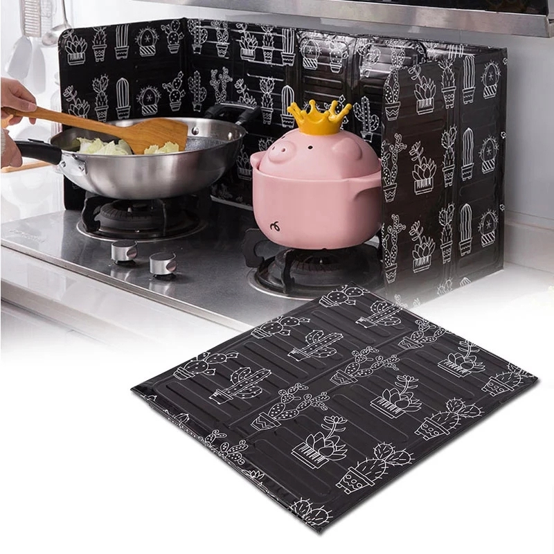 AIKI Foldable Shield Splash Proof Oil Baffle Aluminum Foil Protection ...