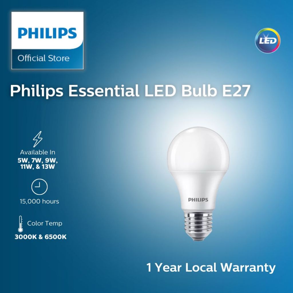 Philips Essential LED Bulb 5W/7W/9W/11W/13W | Shopee Philippines