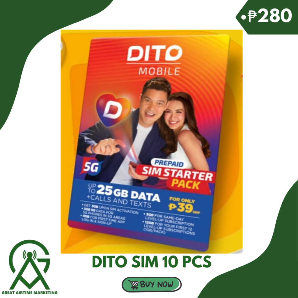 DITO SIM 5G - 10PCS/PACK | Shopee Philippines