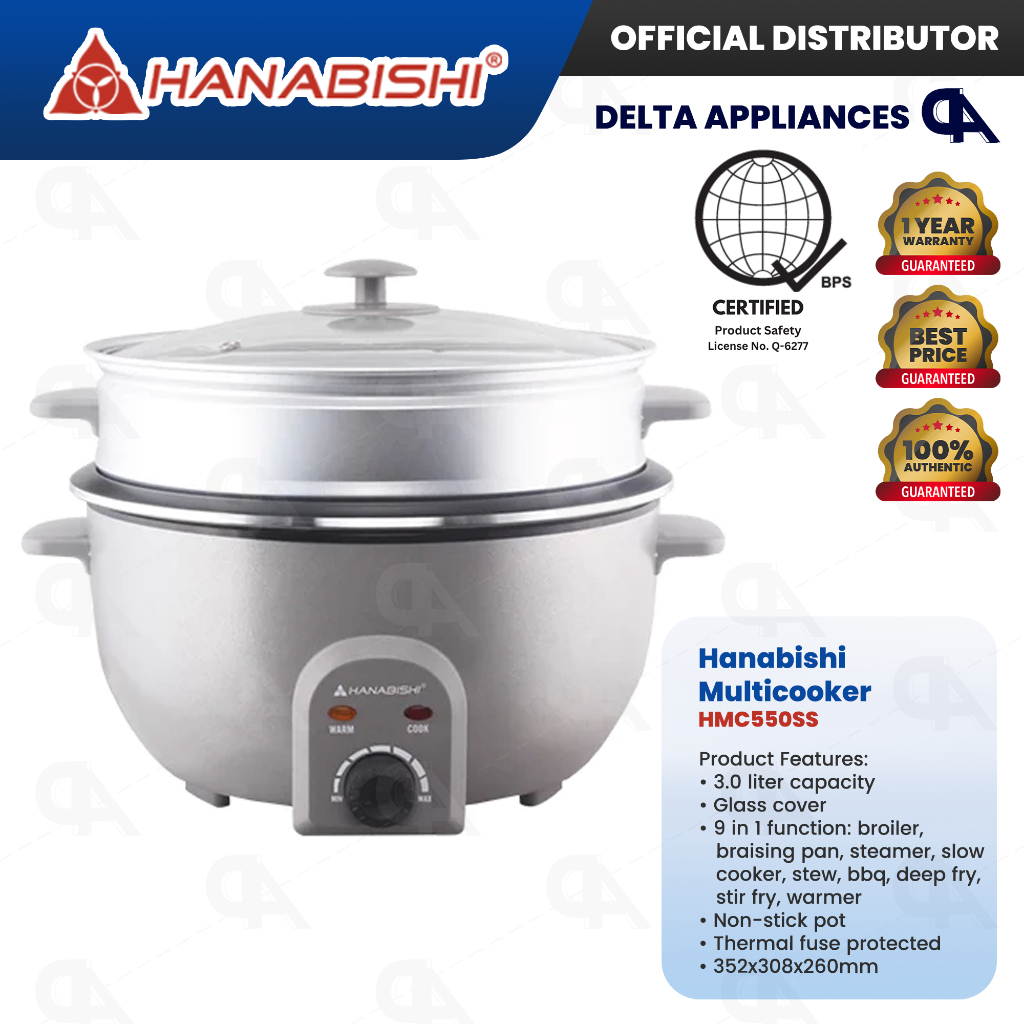 Hanabishi Multi Cooker 3 L Broiler , Braising Pan , Steamer Original w ...