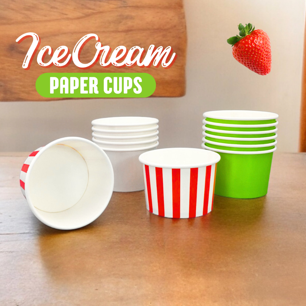 50PCS 140ml Disposable Ice Cream Cup Dessert Paper Cups | Shopee ...