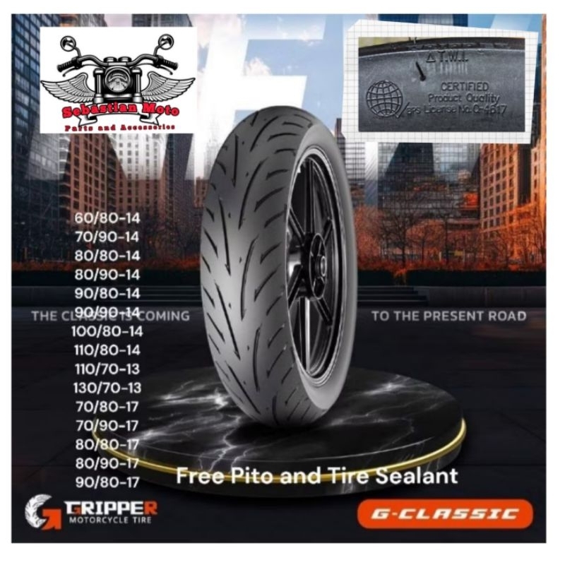 GRIPPER G-CLASSIC Tire Tubeless with Free Pito and Tire Sealant ...