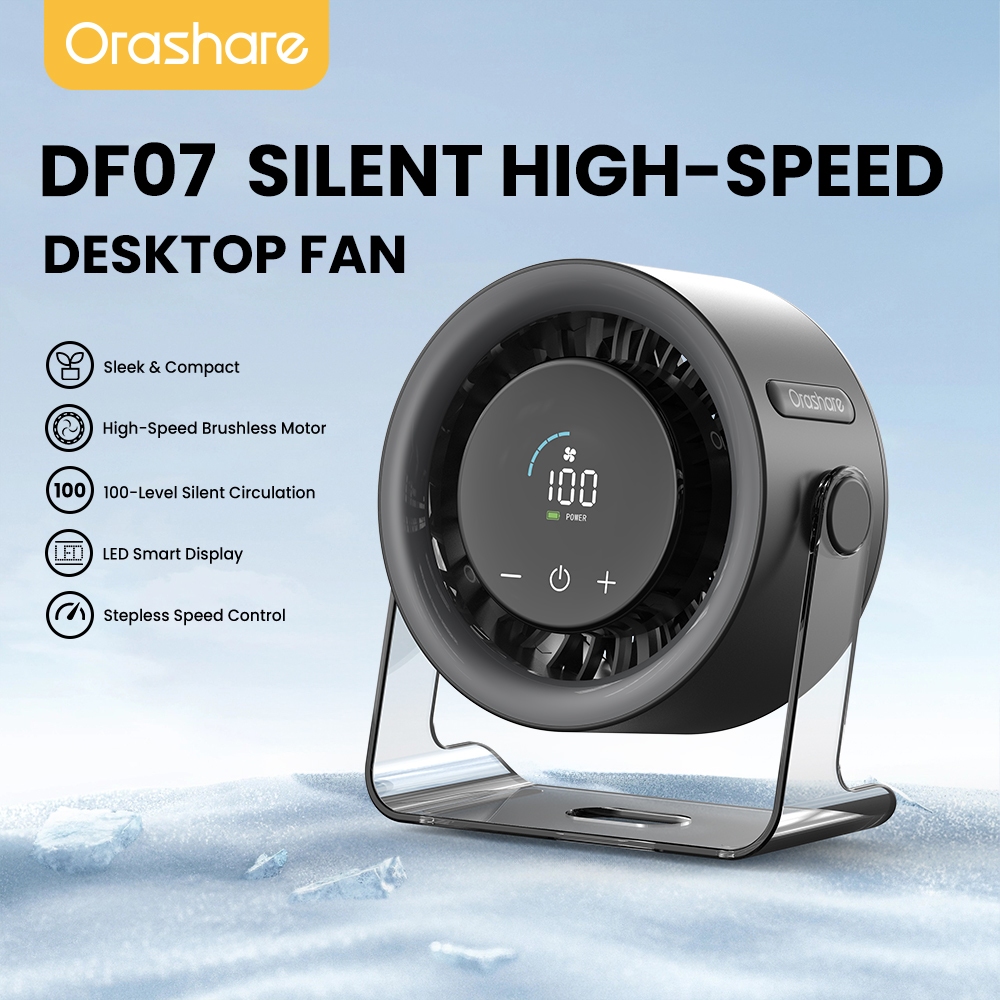 Orashare DF07 Small High Speed Desk Fan 100 Speed Wind Cooling Silent ...