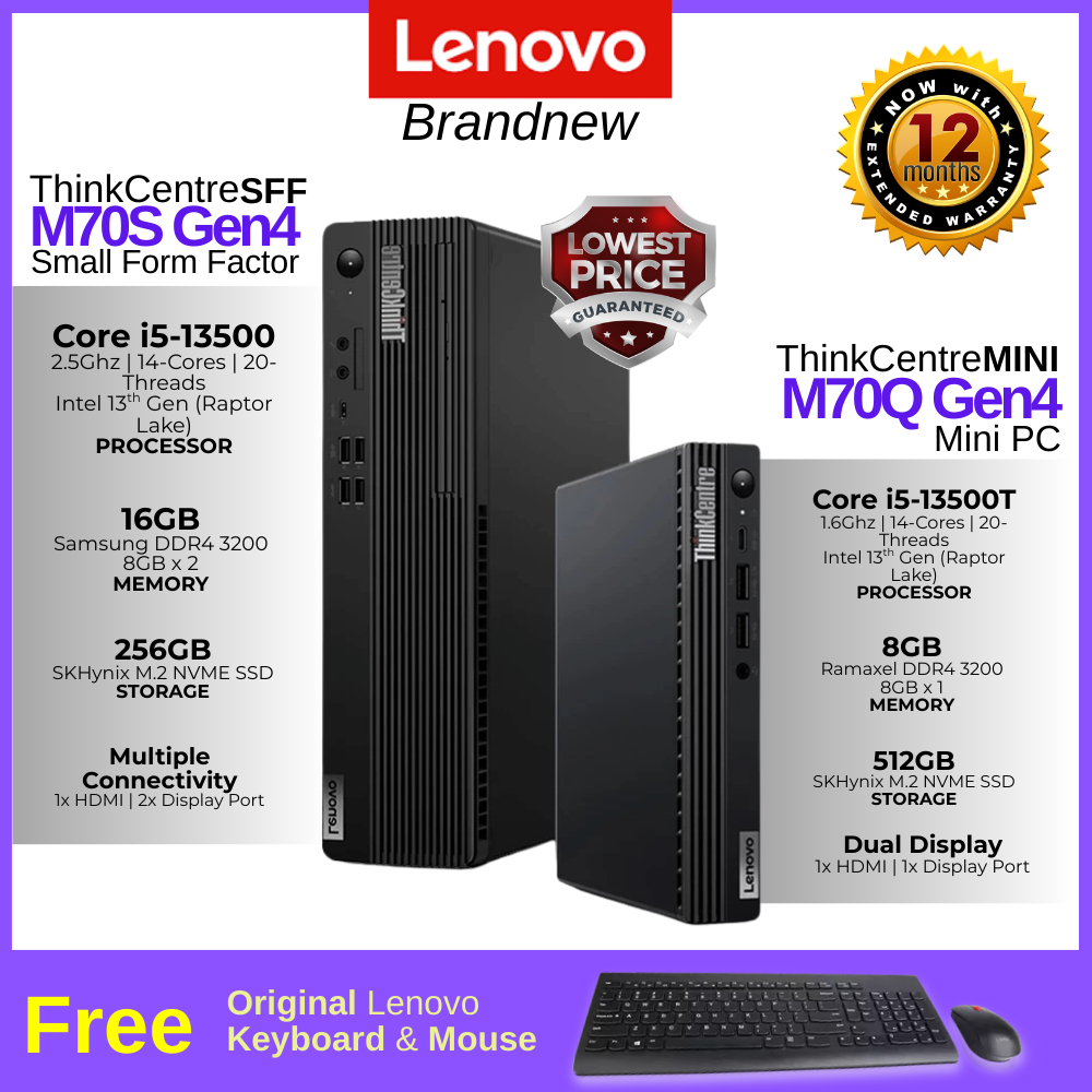 Lenovo ThinkCentre M70s Gen4 SFF Desktop / Mini PC - Intel 13th i5 16GB ...