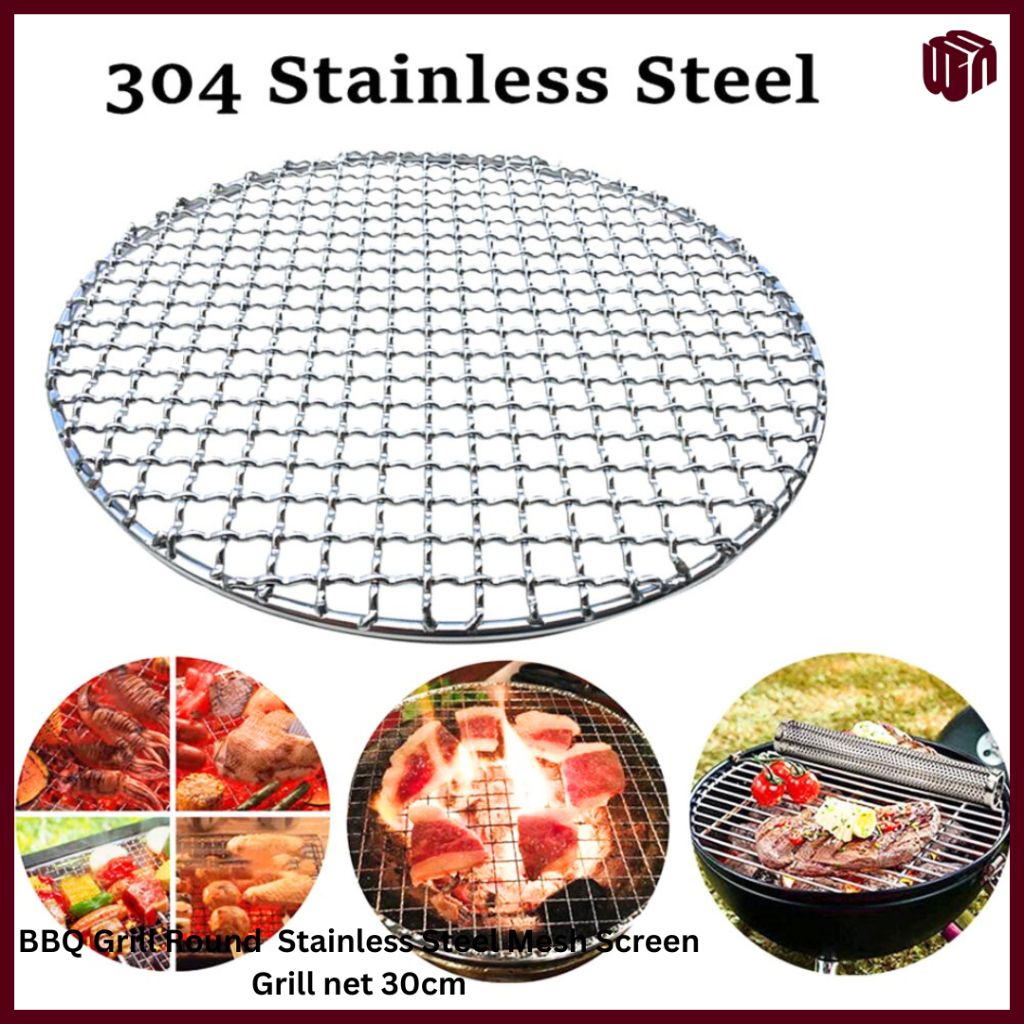 BBQ Grill Round Stainless Steel Mesh Screen Grill net 30cm | Shopee ...