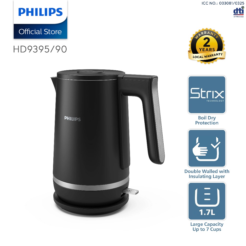 [NEW] PHILIPS Double-Walled Electric Kettle HD9395/90 1.7L Food grade ...