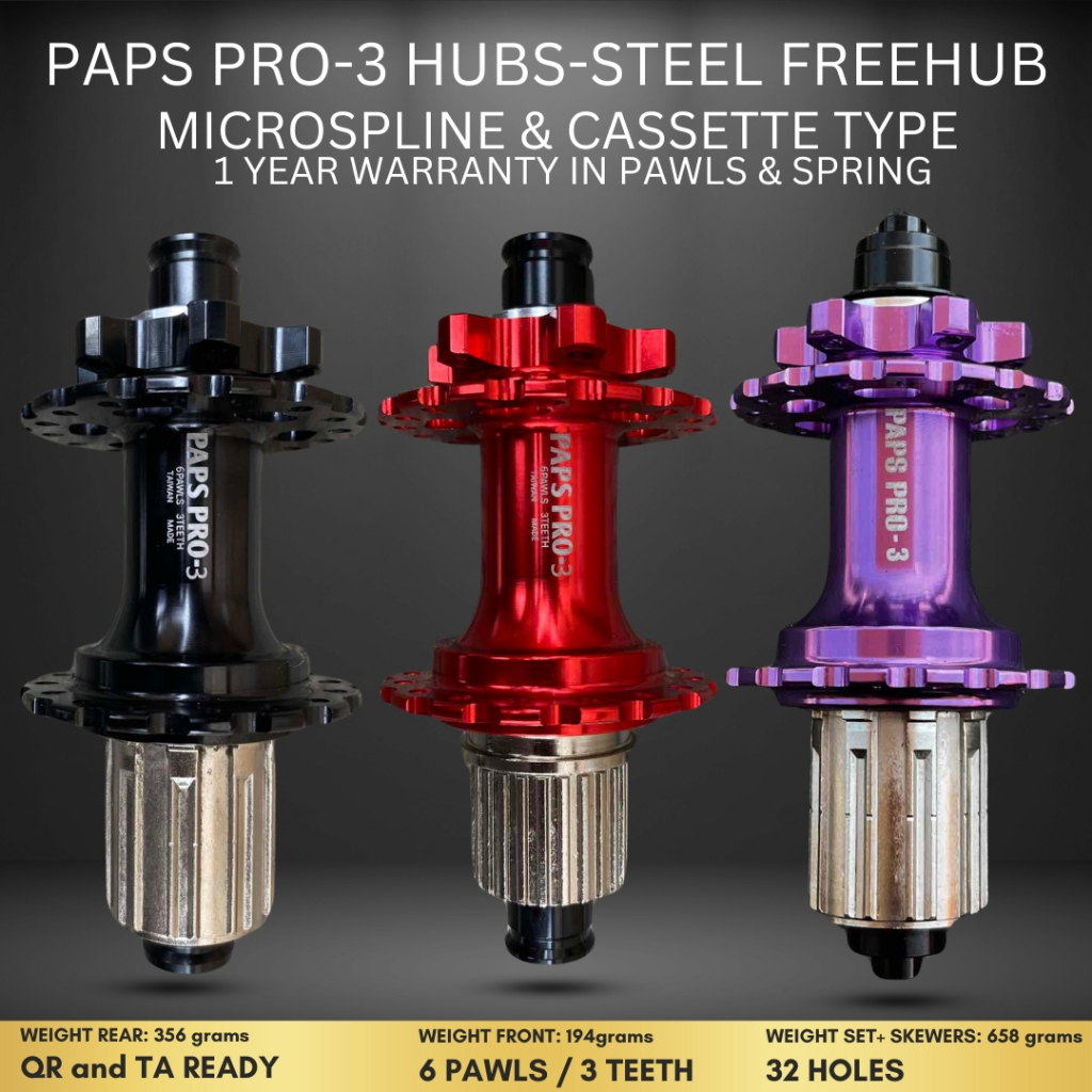 PAPS PRO 3 HUBS ( STEEL FREE HUB) 32 HOLES QR and TA READY FOR MOUNTAIN ...