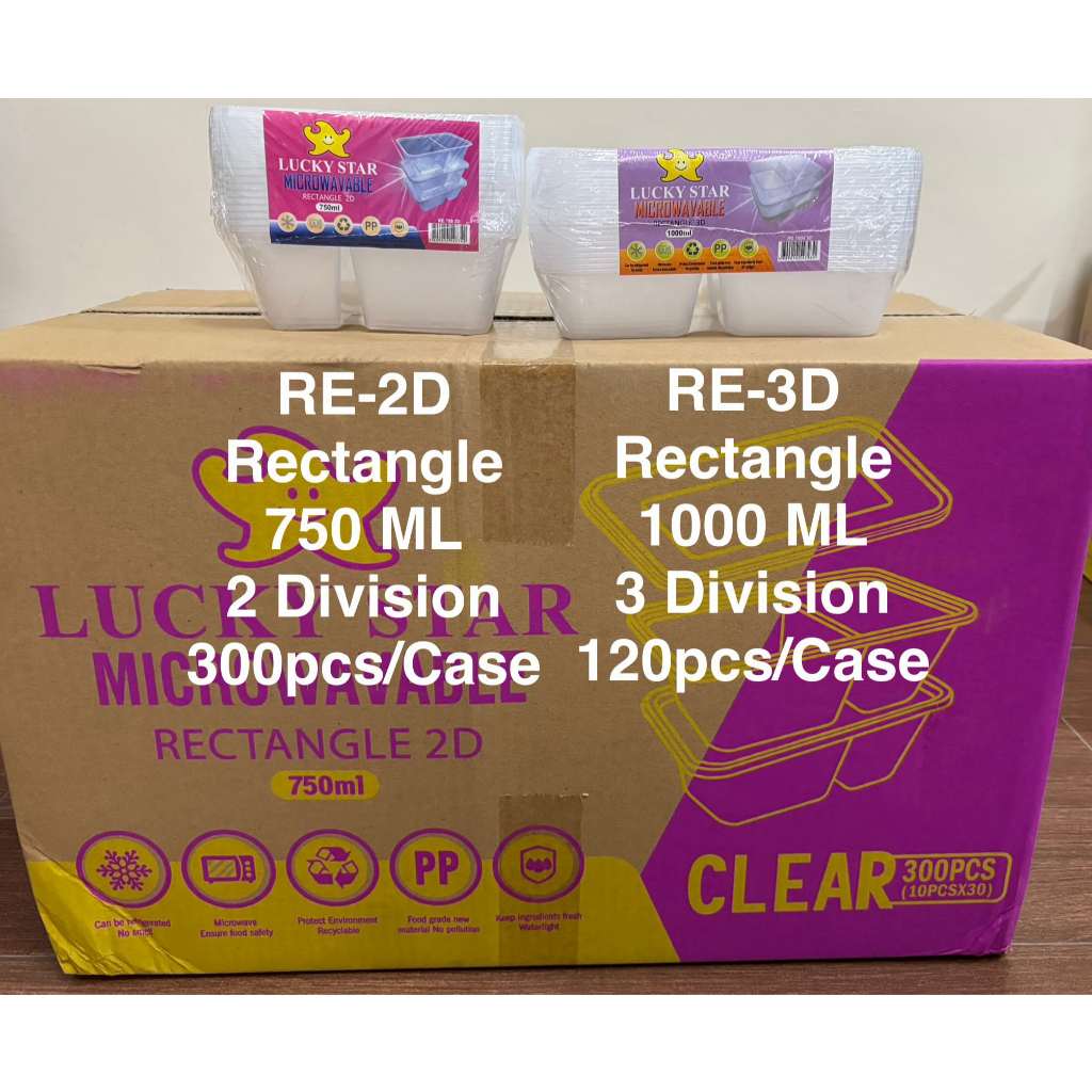 PER CASE (300PCS) LUCKY STAR Microwavable Container Rectangle W ...