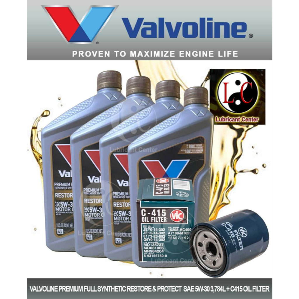 Valvoline Restore and Protect 5W30 3.784 Liters+Vic Oil Filter C-415 ...
