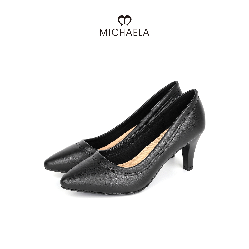 MICHAELA Refined Black Stiletto Heels 7CM Point Toe Heel Pumps for Office Party Wedding ...