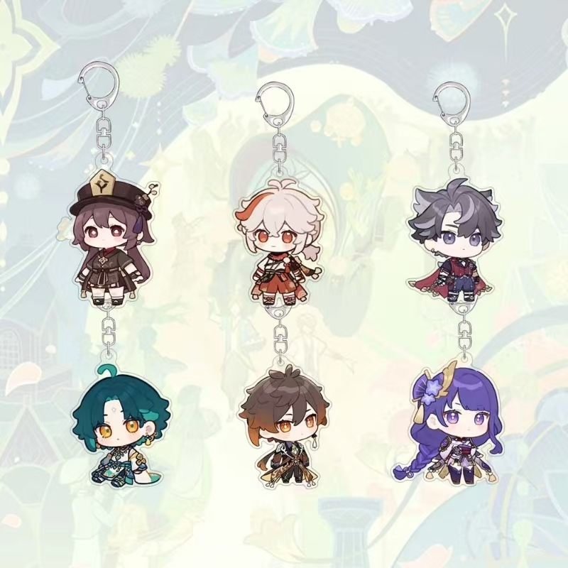 Genshin Impact Q Acrylic Keychain | Paimon/Zhongli Anime Charm for Bags ...