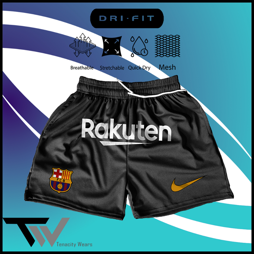 Unisex Barcelona Rak Dri-fit shorts║Cool Technology ║Casual Wear║2 Side ...