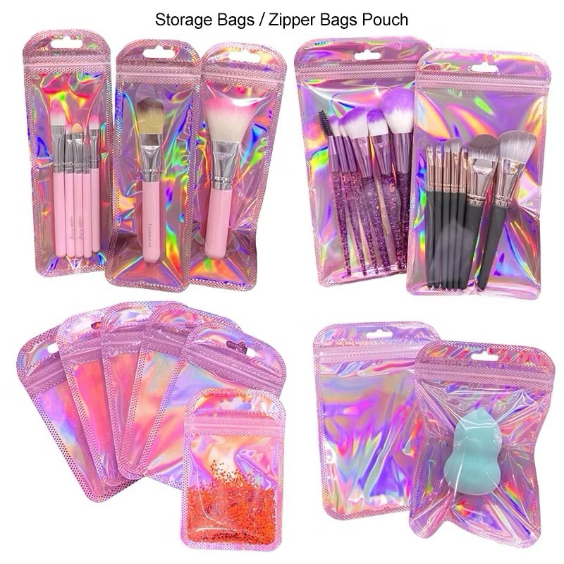 Lip.line 10pcs Laser Packaging Bag Flat Cosmetic Bag Holographic Mini ...