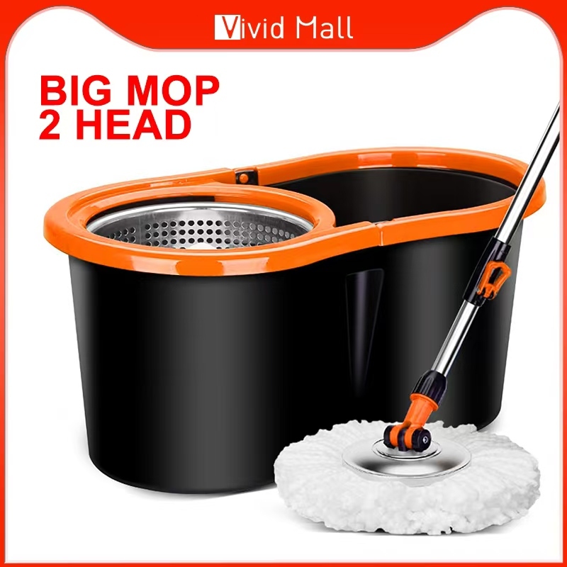 Vivid Upgraded Mop With Spinner andBucket Complete Set Stainless ...