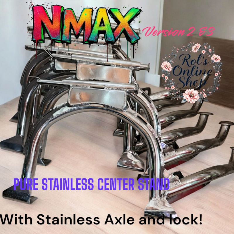 NMAX V2 Center Stand Stainless 304 with stainless Axle (Shaft) - Heavy ...