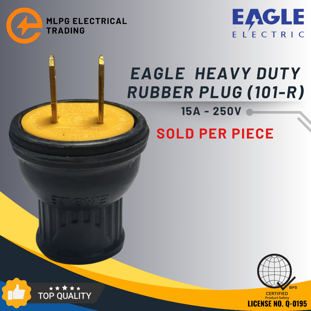 Eagle Heavy Duty Rubber Plug | 101-R | 15A-250V (PER PCS) | Shopee ...