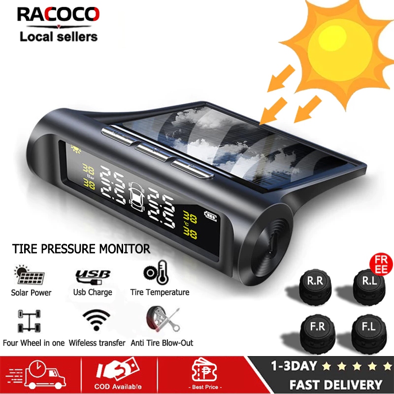 Tyre Pressure Monitoring System Car Solar Car Pressure Alarm System LCD ...