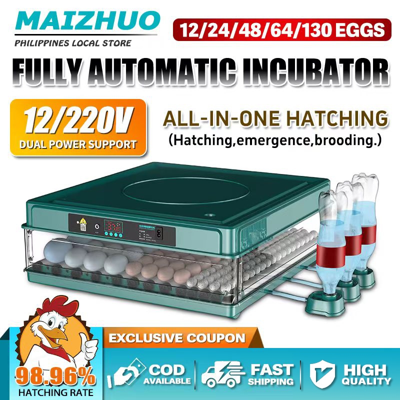220V/12V Egg Incubator Fully Automatic Egg Incubator Intelligent Digital 130 Eggs Hatcher ...