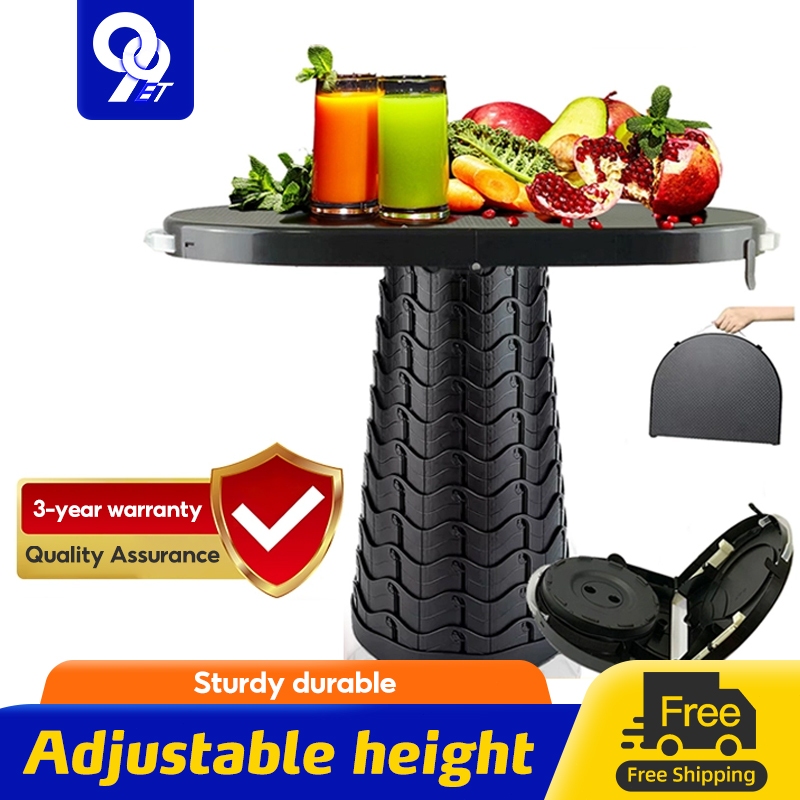 Folding Table Height-Adjustable Foldable Table With Chair Set Outdoor ...