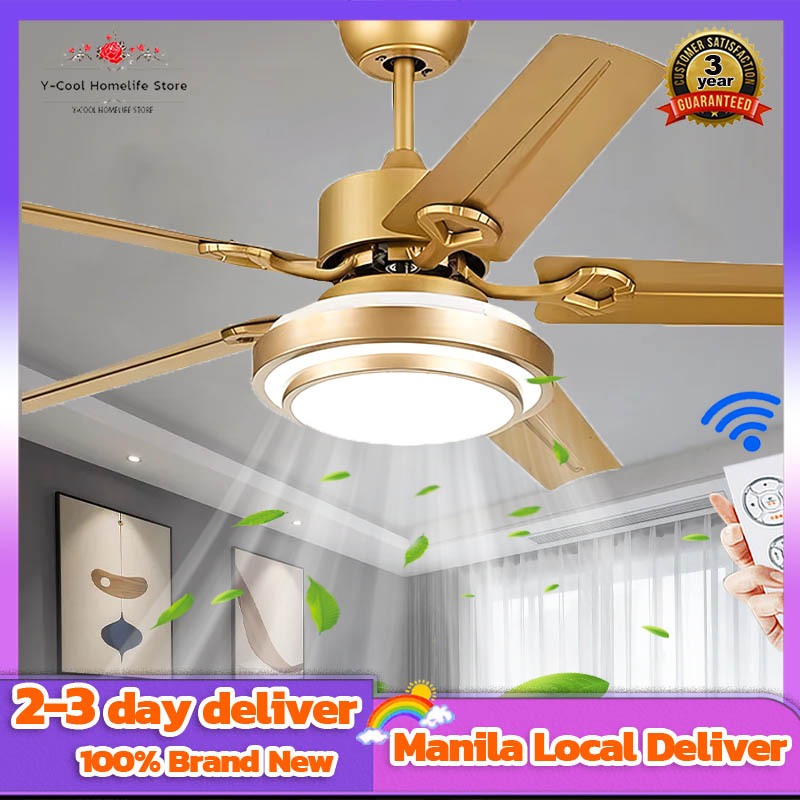 Stainless steel ceiling fan with light big size nordic modern ...