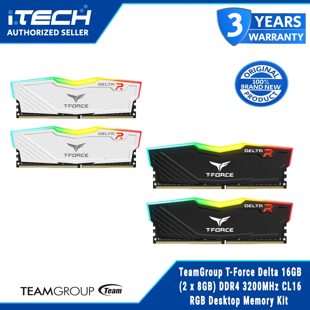 TeamGroup T-Force Delta 16GB (2 x 8GB) DDR4 3200MHz CL16 RGB Desktop ...