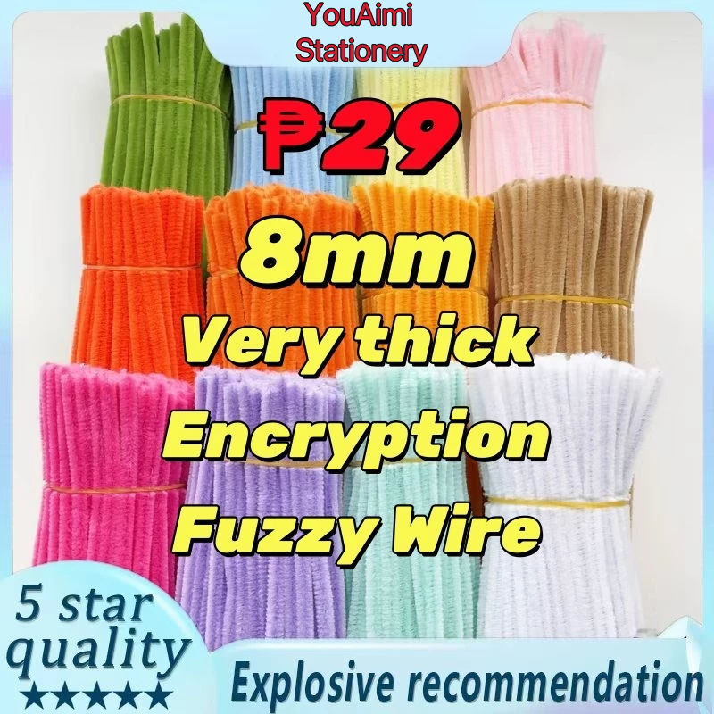 100Pcs DIY Fuzzy Multicolour Fuzzy Wire Twisted Stick Craft Flower ...