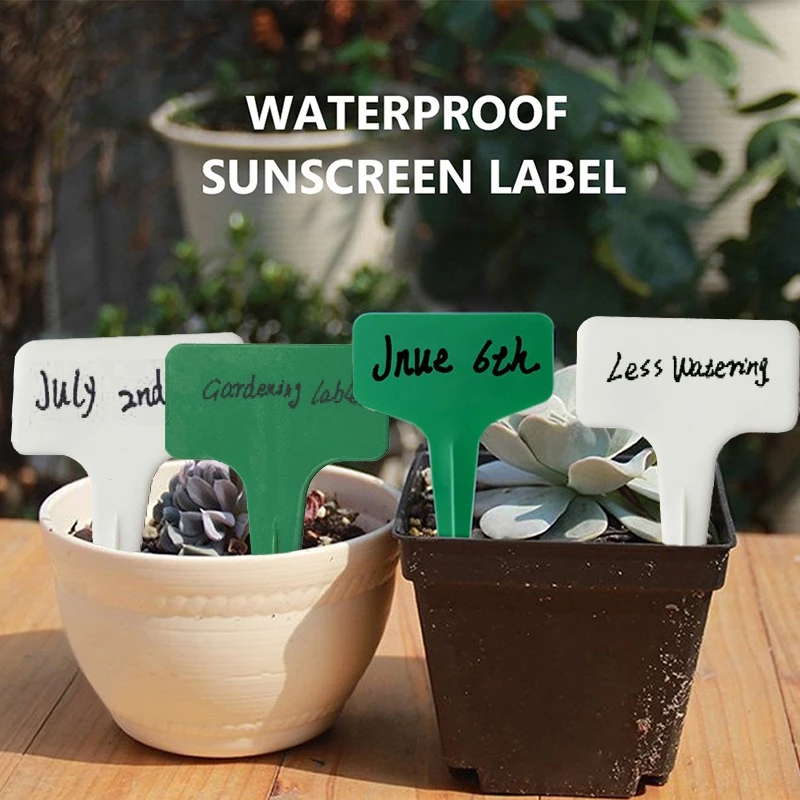 100Pcs T-type Waterproof Plant Tags Label Plastic Garden Ornament ...
