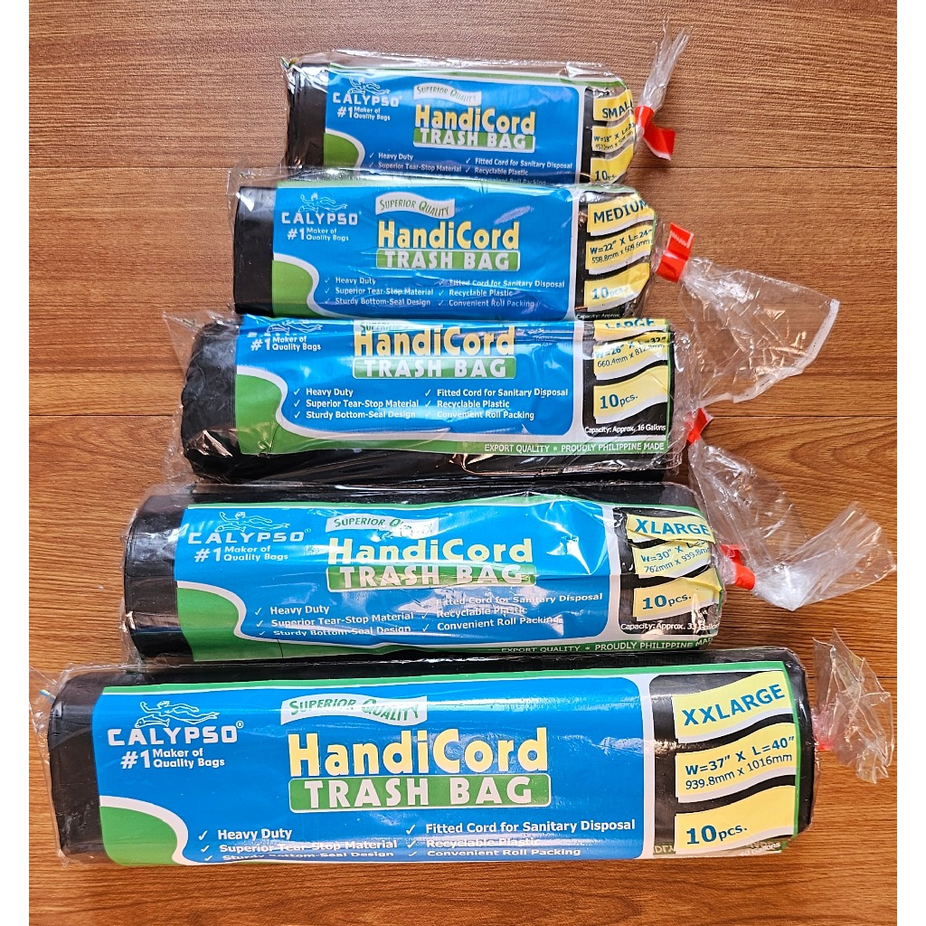 HandiCord Trash Bag/Garbage Bag Heavy-duty Calypso Black 10pcs/roll ...