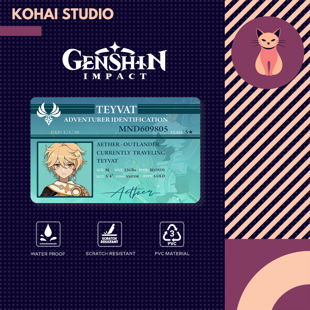 Genshin Impact ID Card Mondstadt Characters Part 1 Anime Manga Cosplay ...