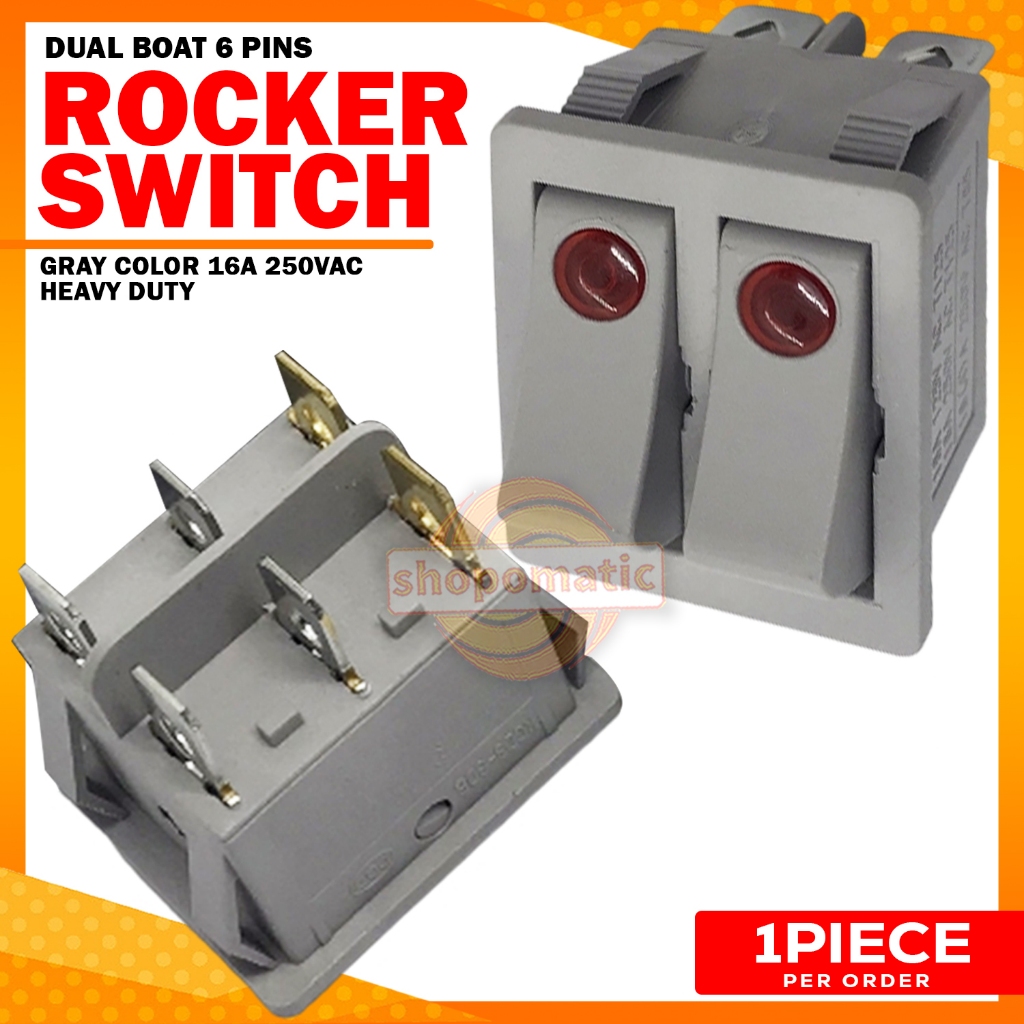 Dual Rocker Switch Big With 6 Pins GRAY Heavy Duty | Shopee Philippines