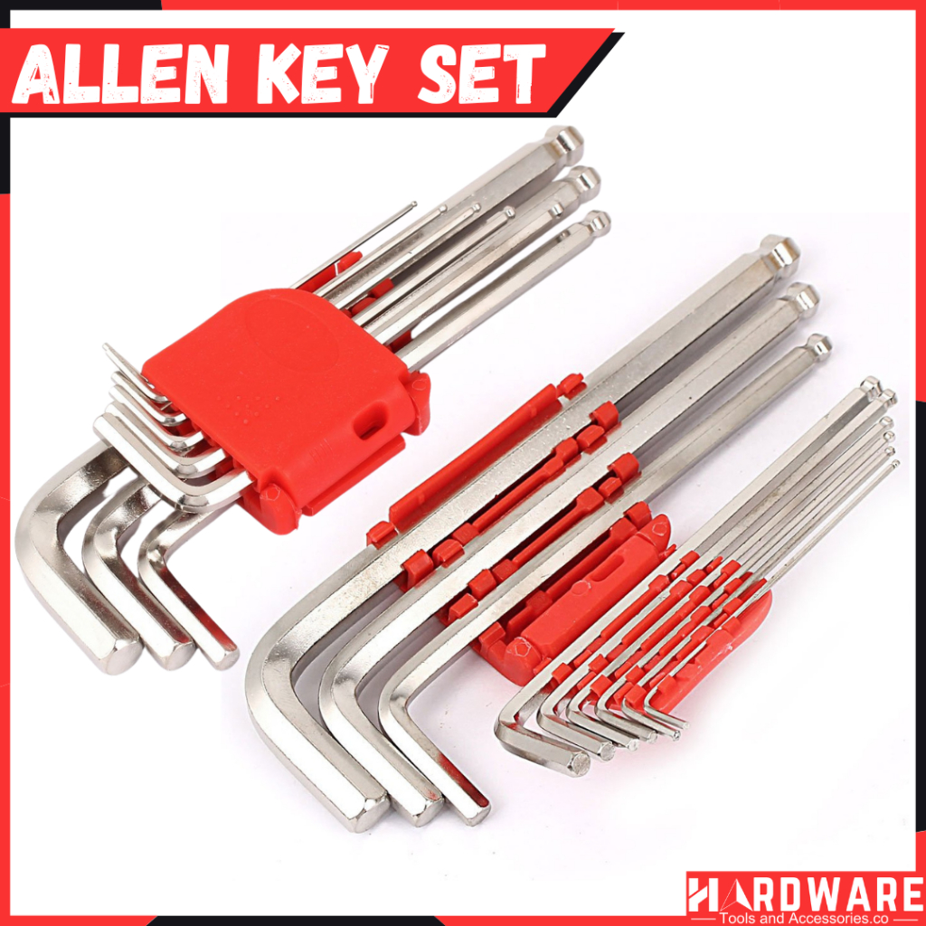 Allen Key Set Hex Key Wrench Extra Long Ball End Metric Wrench Hex Set 1.5-10mm (9 PIECES) CR-V ...